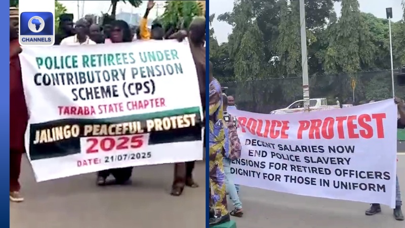 BREAKING: Retired Police Officers begin protest, table demands | News ...